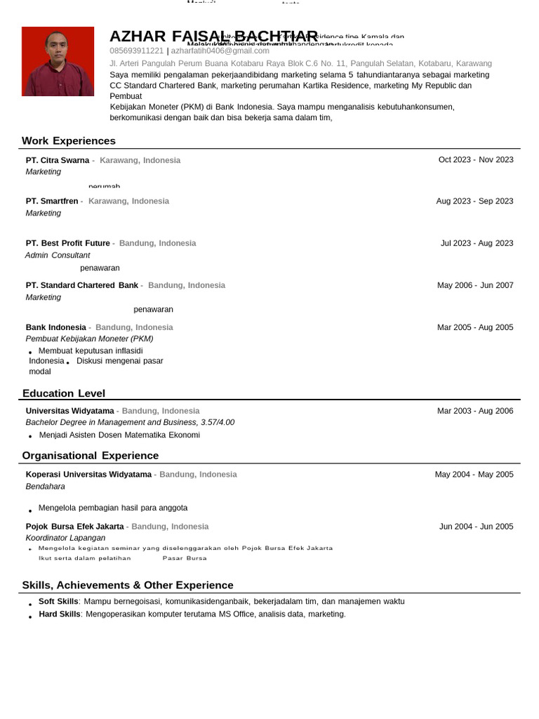 Azhar Faisal Bachtiar-Resume | PDF