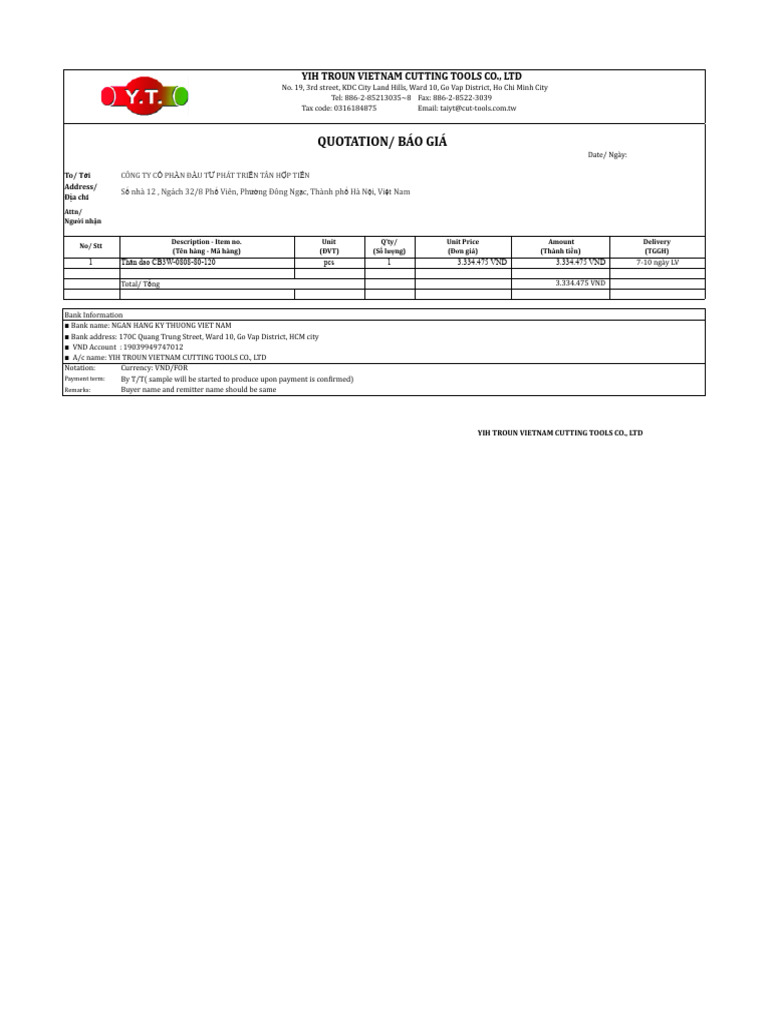 Yih Troun Bao Gia .XLSX - THT | PDF