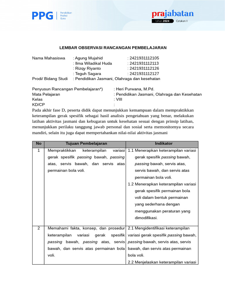 T3.3 Unggah Lampiran 4 - Lembar Observasi Rancangan Dan Perangkat Pembelajaran Pada Pembelajaran ...