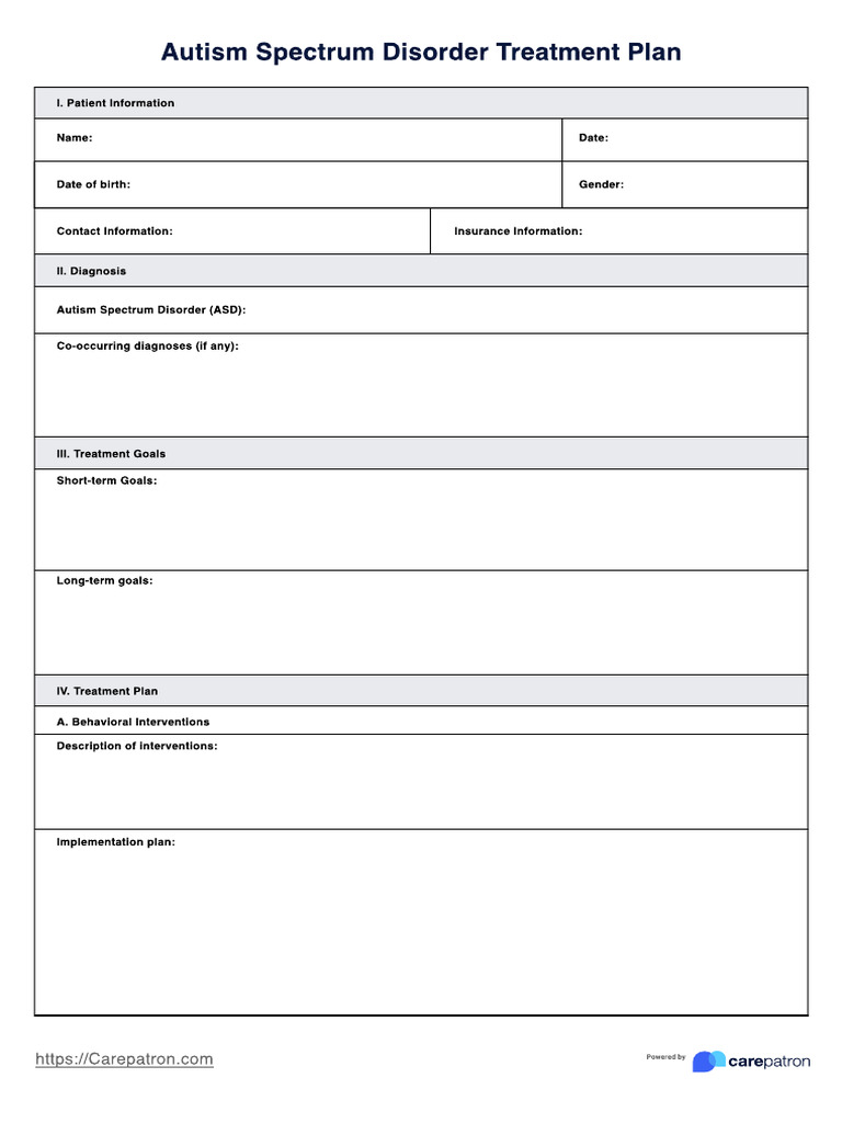 ASD Treatment Plan Template | PDF
