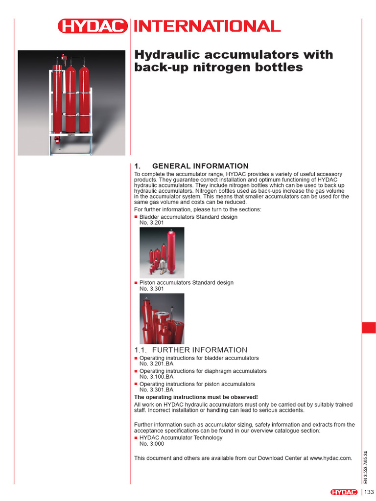 Hydraulic Accumulators With Back Up Nitrogen Bottles 3553 En V7 Pdf