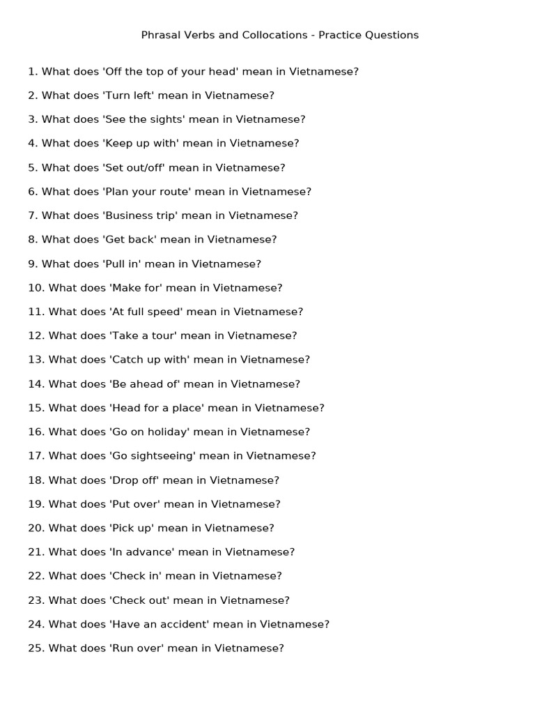 Phrasal Verbs Collocations Quiz | PDF