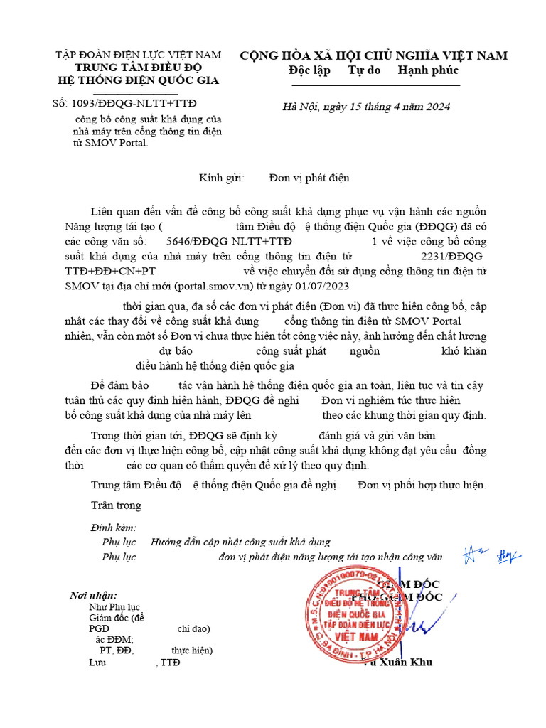 Cong Van Gui DVPD Ve Cong Bo Kha Dung Len SMOV Portal - Clear | PDF