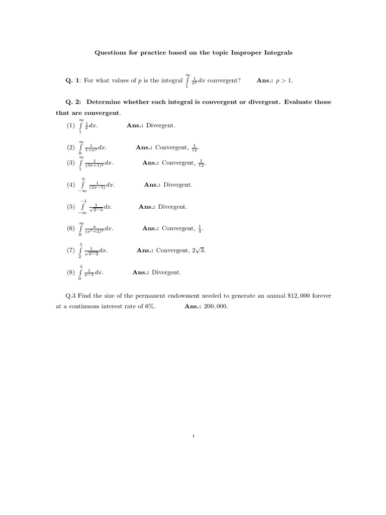 Improper Integral | PDF