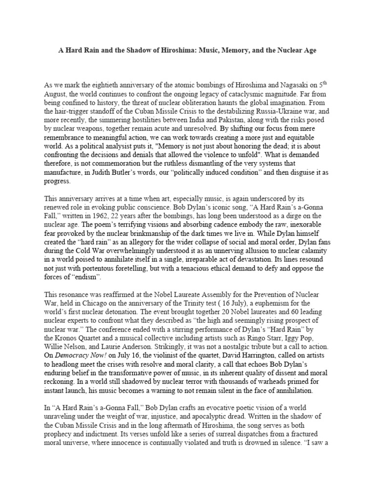 A Hard Rain and The Shadow of Hiroshima | PDF | Nuclear Weapons