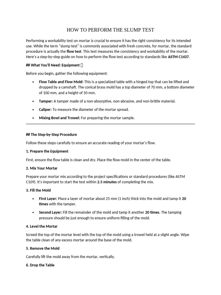 How To Perform The Slump Test | PDF