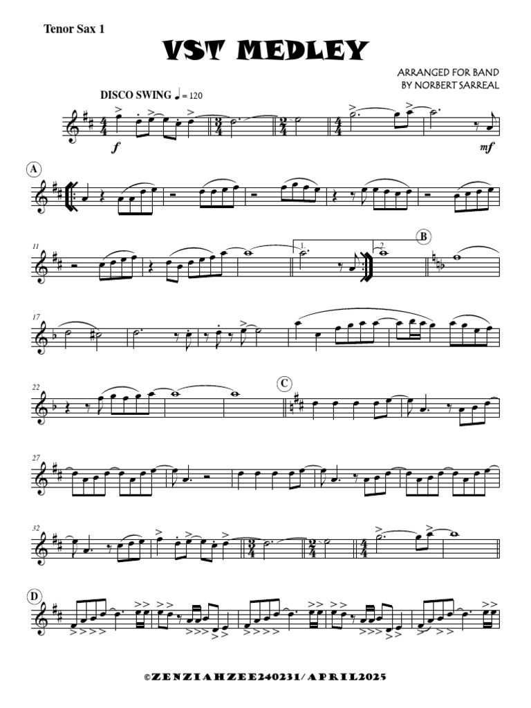 VST Medleyx - Tenor Sax 1 | PDF