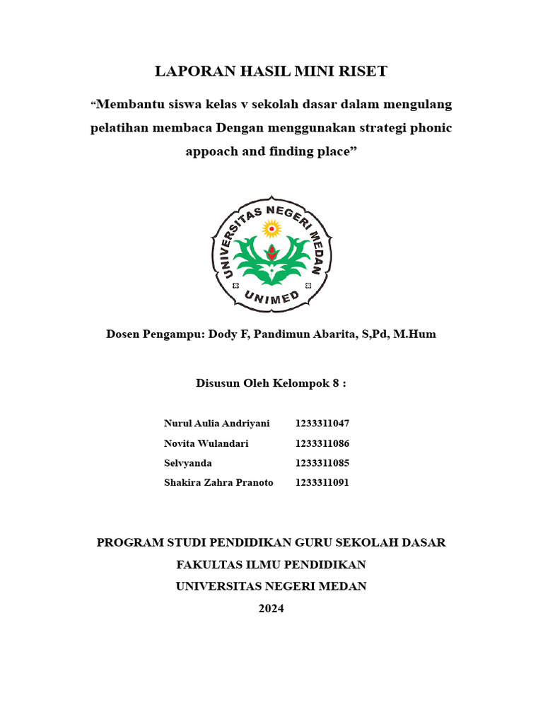 Laporan Hasil Mini Riset Bilingual Kel 8 | PDF | Phonics | Writing