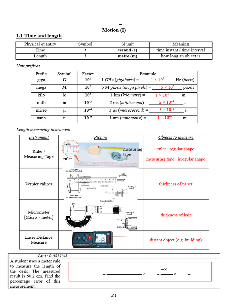 G10 DSE Physics Notes: Motion Concepts | PDF | Speed | Velocity