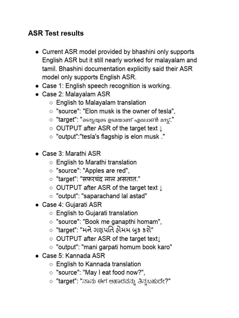 ASR Test Results | PDF