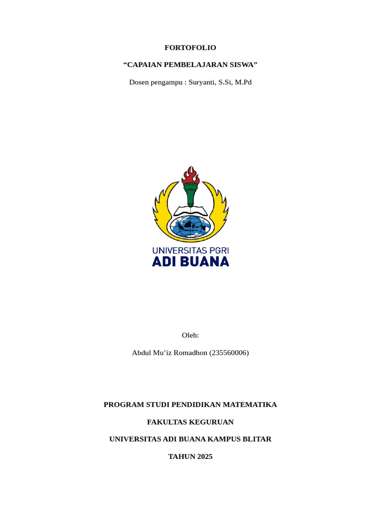 Fortofolio 1 - Abdul Mu'Iz | PDF