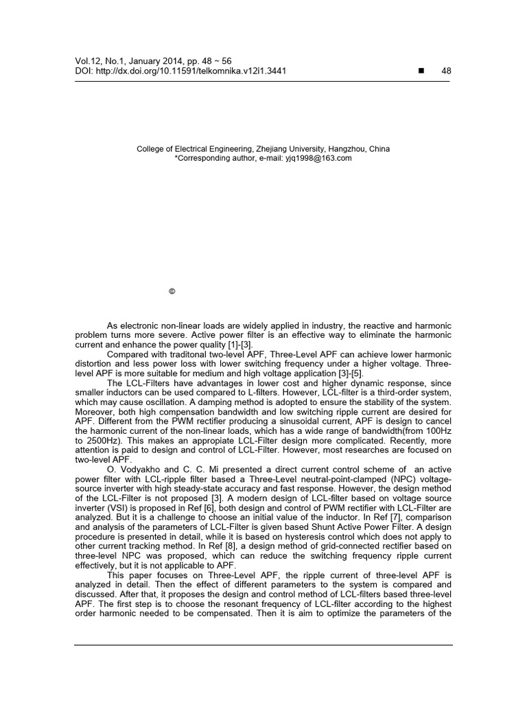 Design of LCL-Filter Based Three-Level Active Powe | PDF | Resonance | Electronic Filter
