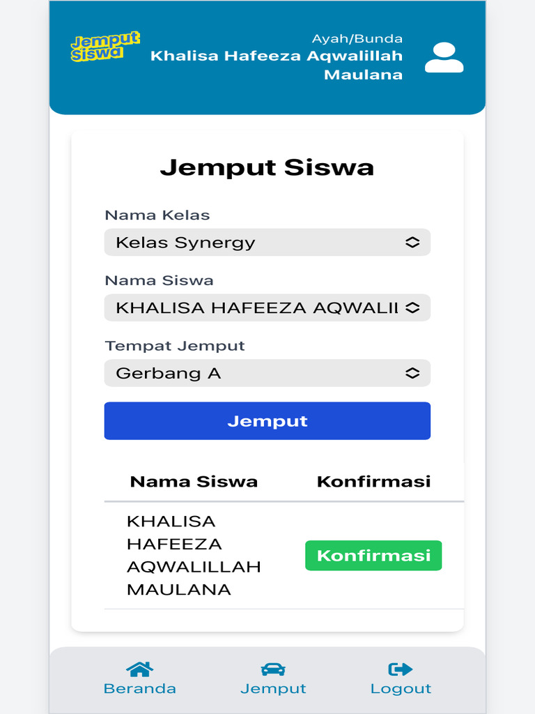 Jemput Siswa Kelas Synergy KHALISA | PDF