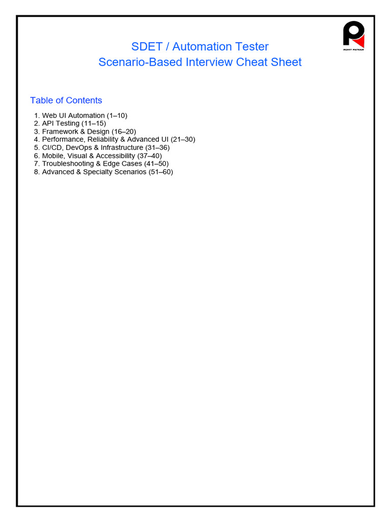 Automation Tester Interviews Scenarios Solutions 1756919756 | PDF ...