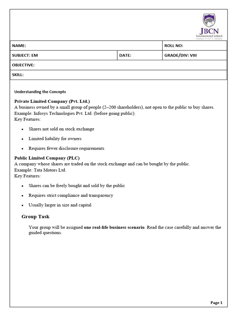 Fa-3 Task Sheet - Private An D Public Limited | PDF | Business