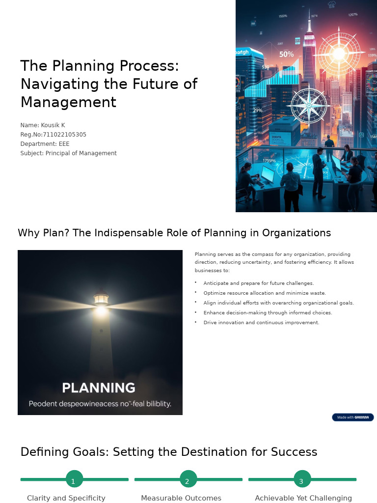 The Planning Process Navigating The Future of Management | PDF | Goal ...