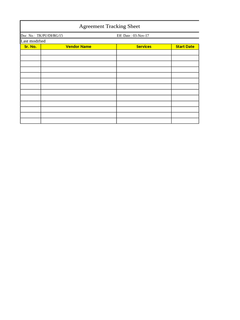 15agreement Tracking Sheet | PDF