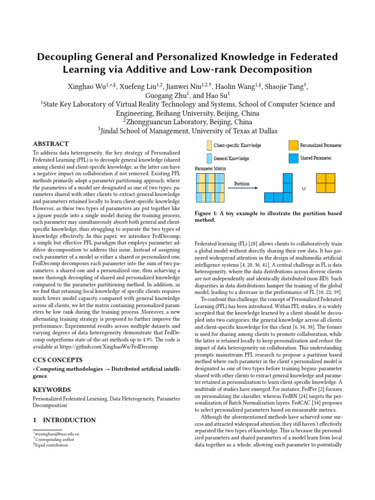 Decoupling General and Personalized Knowledge in Federated Learning Via ...