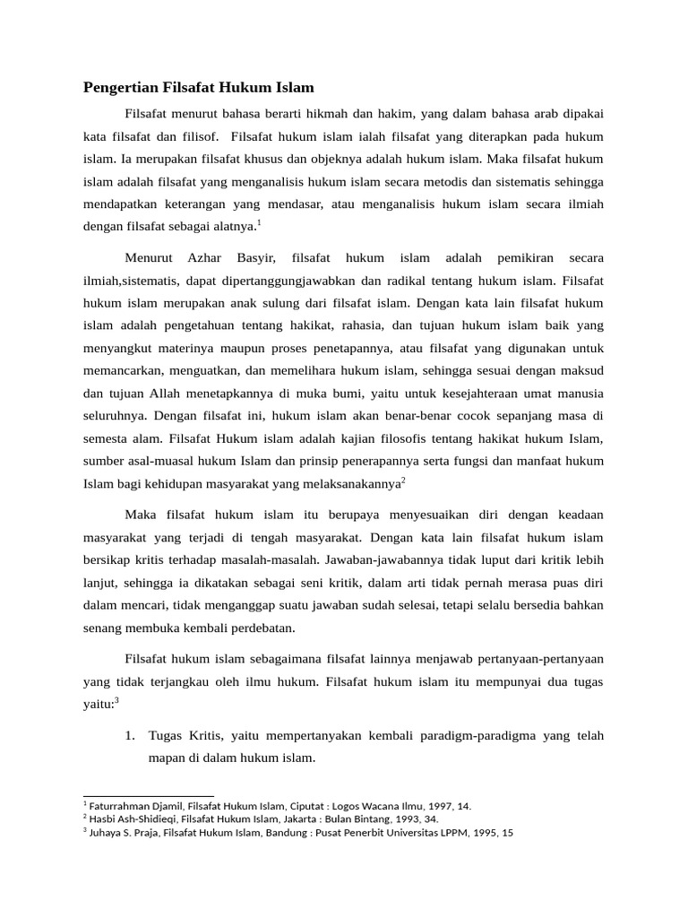 Pengertian Filsafat Hukum Islam | PDF