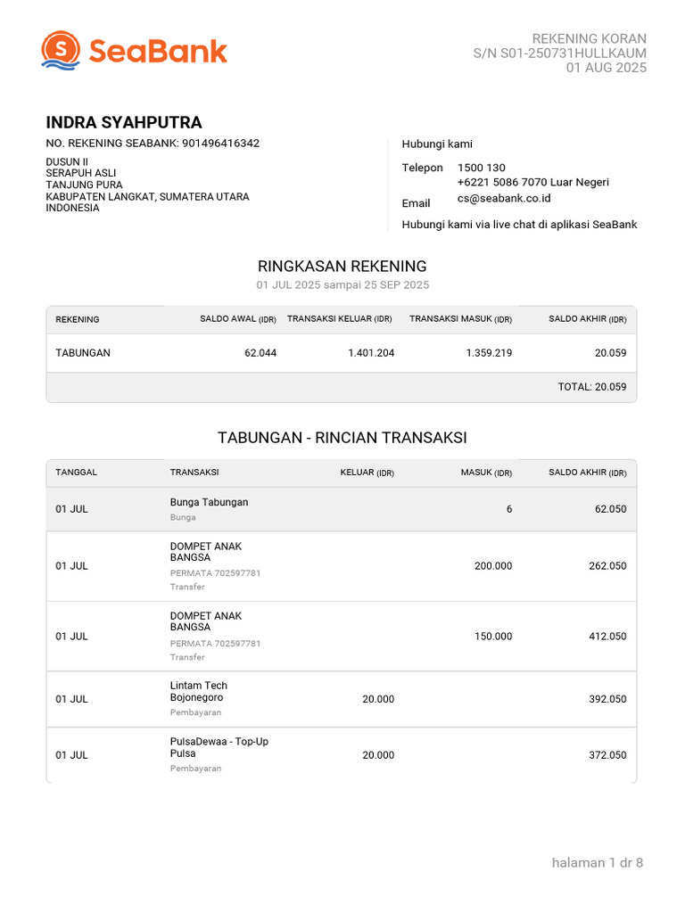 Seabank Statement 20250925 PDF | PDF