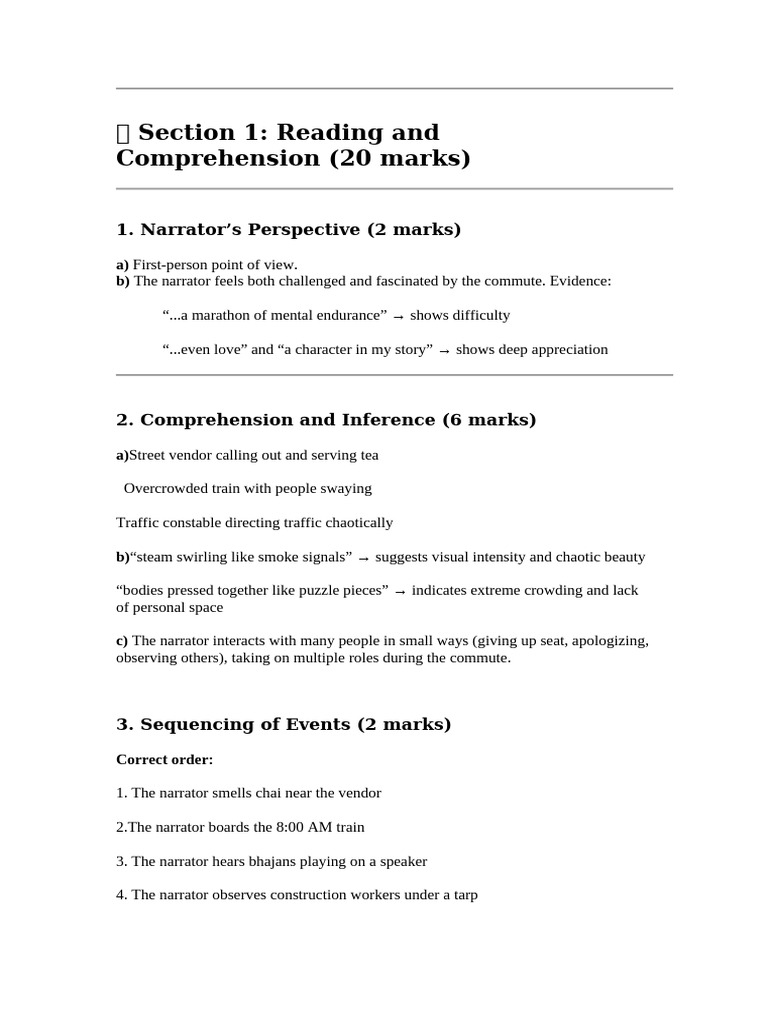English test 1- Answer | PDF | Perception