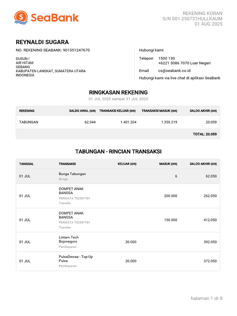 Seabank Statement 20250925 | PDF