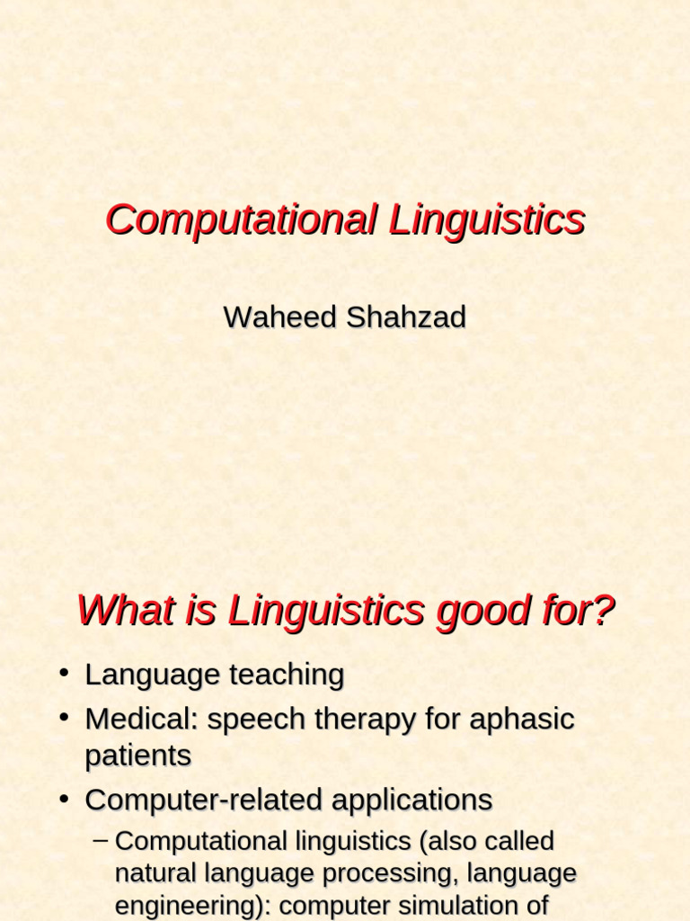 Computational Linguistics Pdf Parsing Linguistics