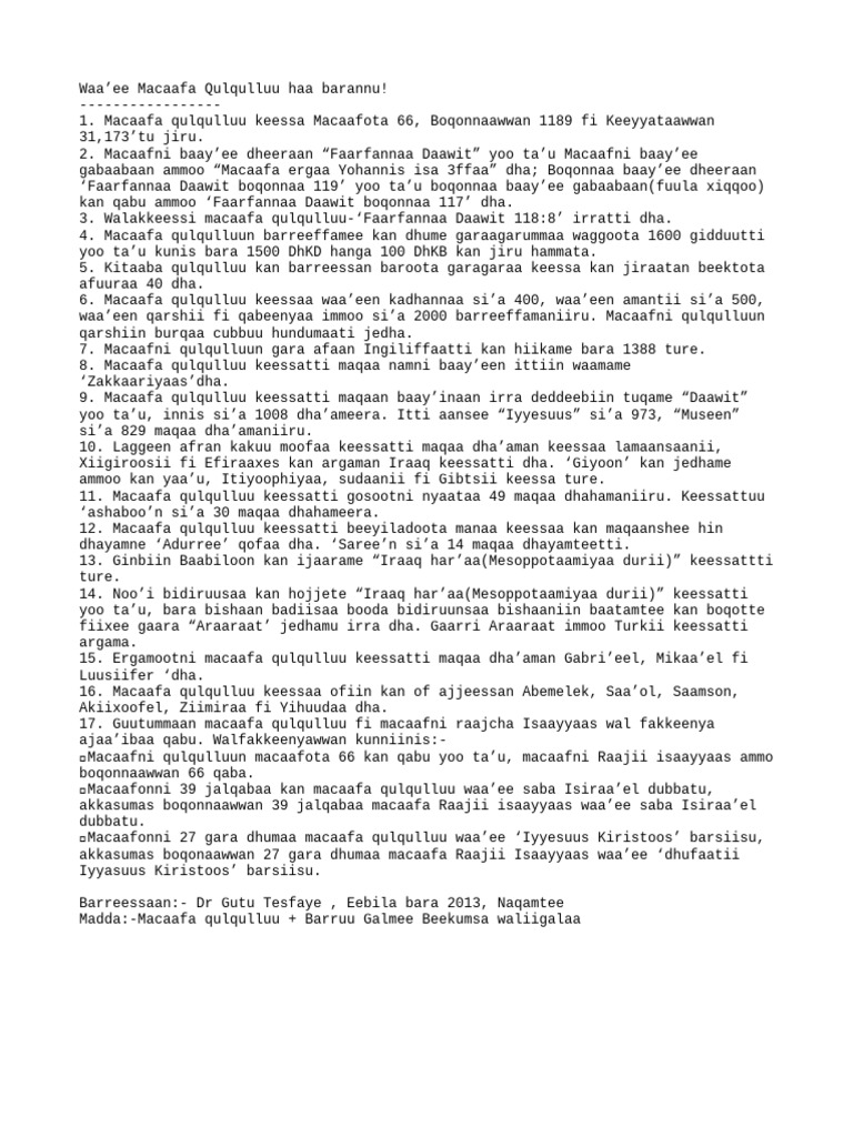 Waa'Ee Macaafa | PDF