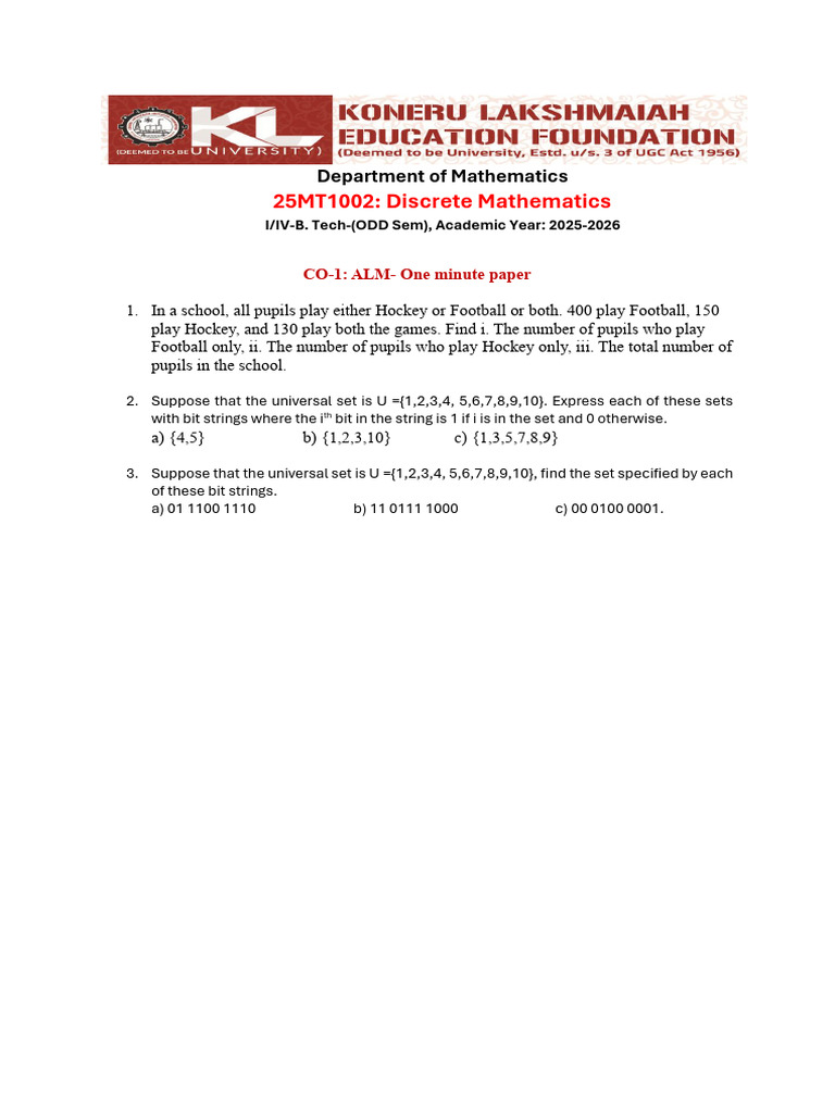 Discrete Math: Set Theory Problems | PDF