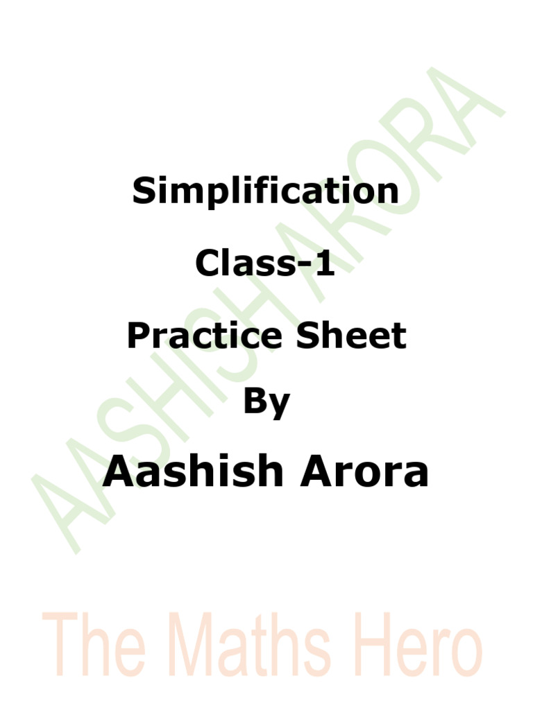 1.simplification Sheet 1 | PDF
