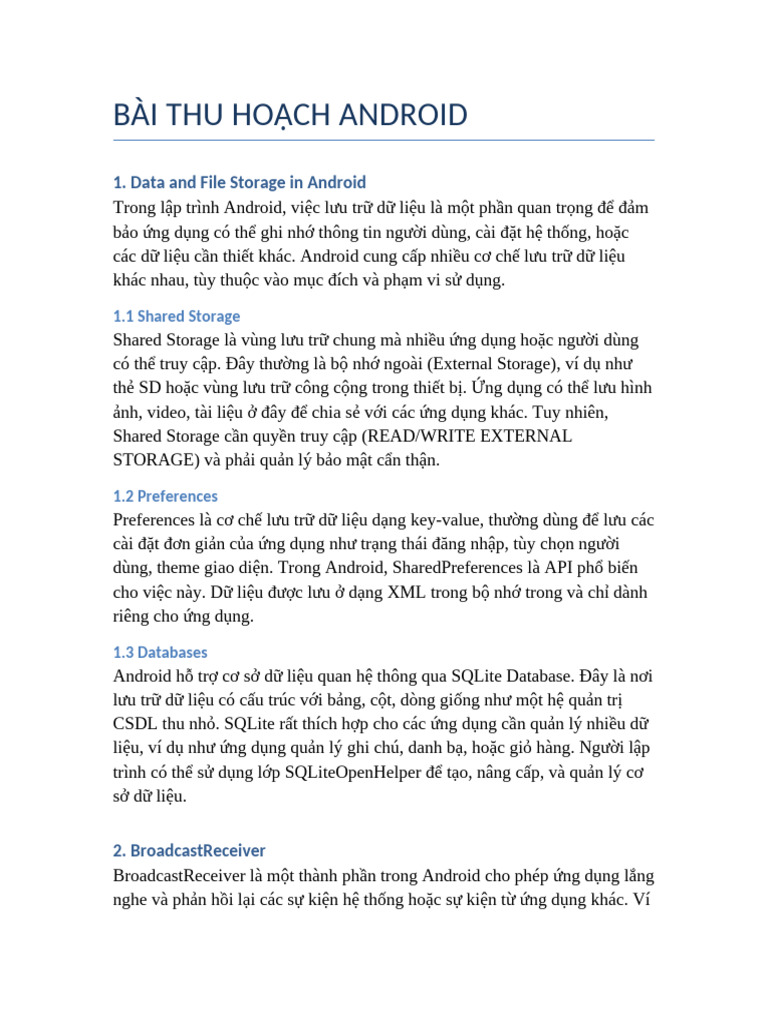 Bai Thu Hoach Android | PDF