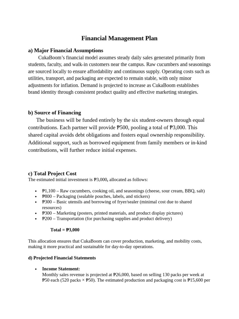 Financial Management Plan | PDF | Return On Investment | Investing