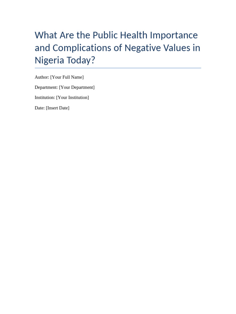 Negative Values in Nigeria Public Health Paper | PDF | Value (Ethics ...