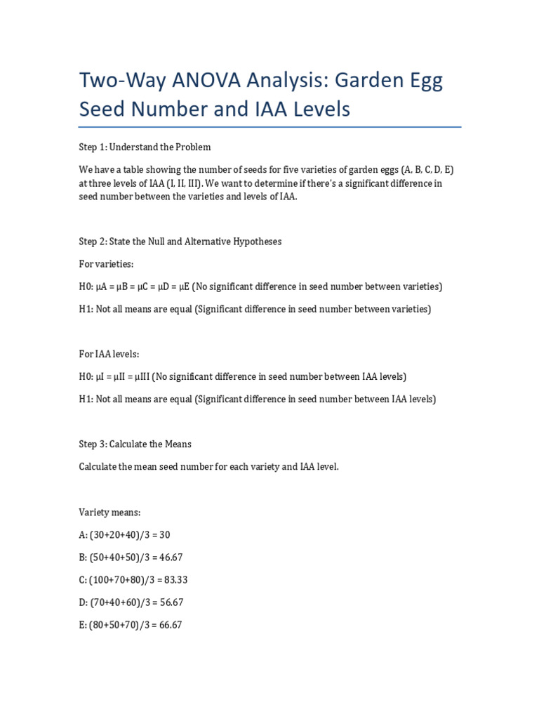 Full Two Way ANOVA Steps | PDF | F Test | P Value