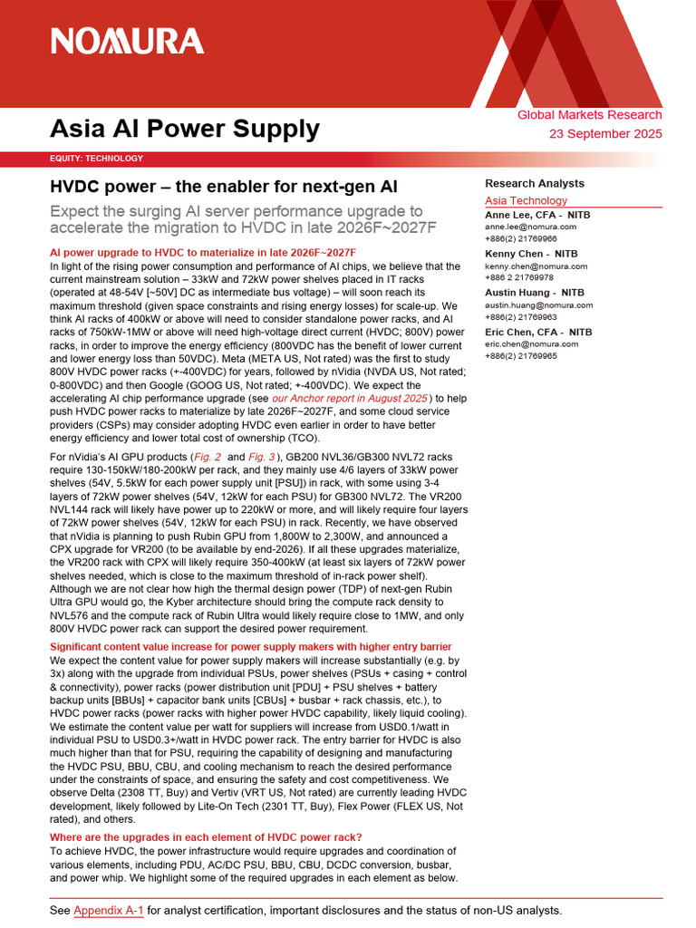 800V DC Power for AI Server Racks | PDF | High Voltage Direct Current ...