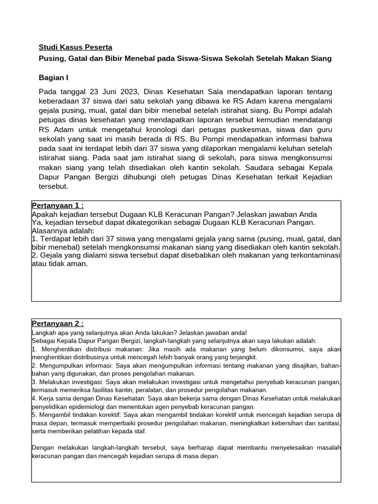 Soal - Studi Kasus Siswa KLB KP Kelompok 3 Kelas 2 | PDF