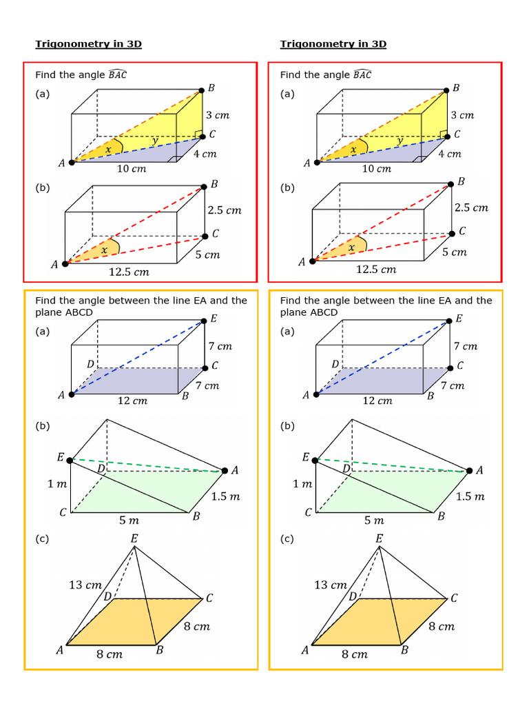 3D Trigonometry: Angle Calculations | PDF