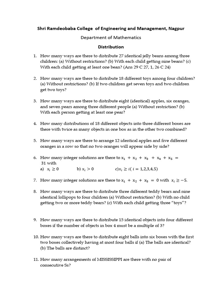 Combinatorial Distribution Problems | PDF