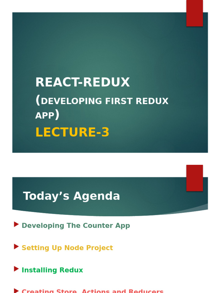 React Redux Lecture 3 | PDF | Computer Programming | Software Engineering