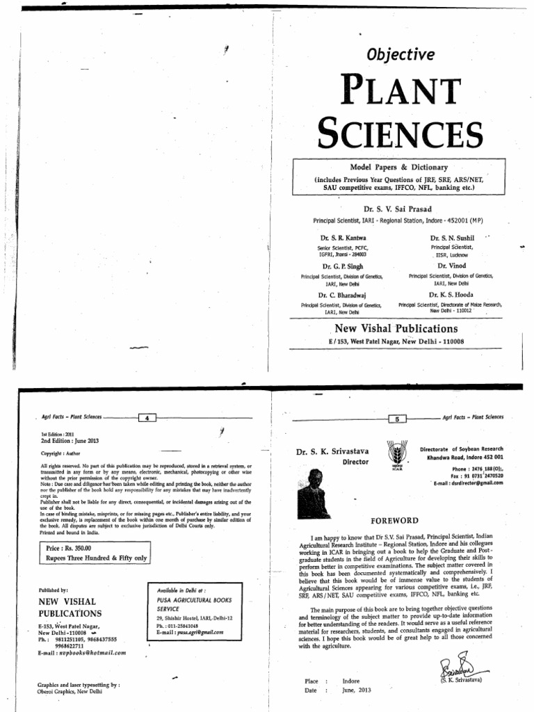 Objective Plant Sciences-1 | PDF