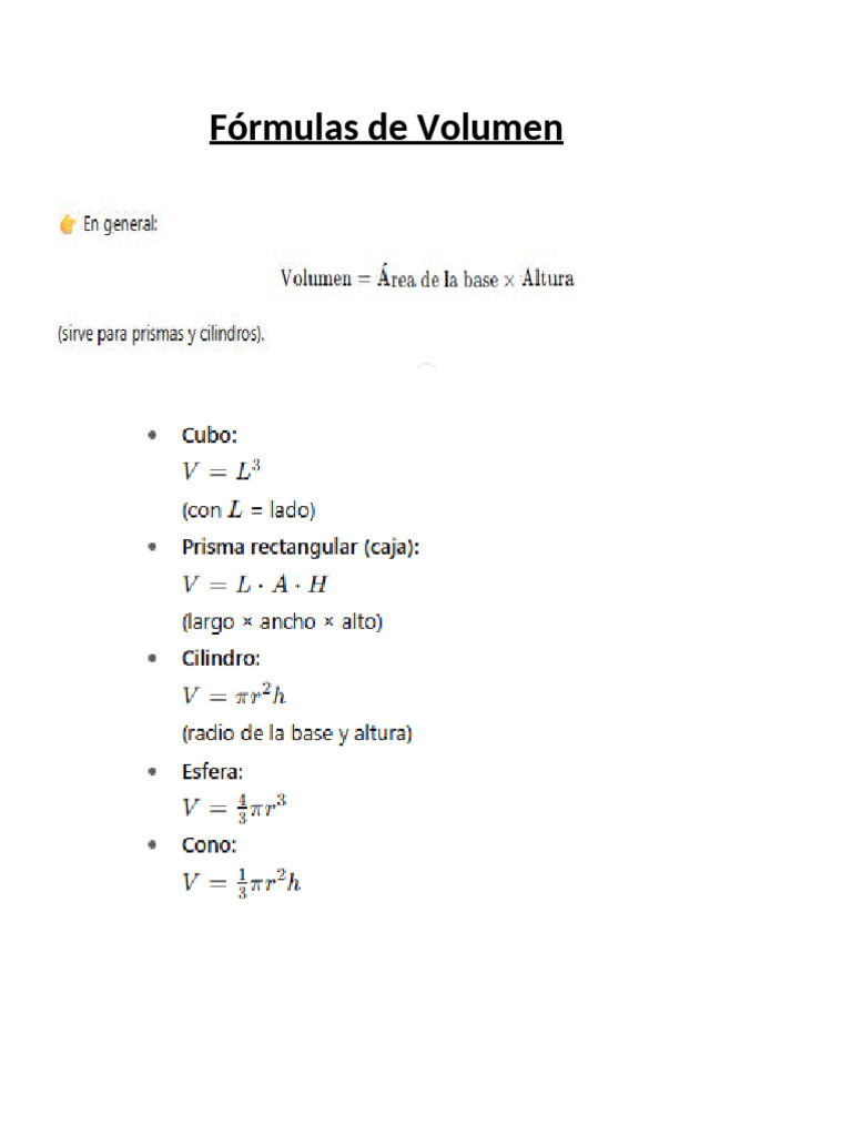 Fórmulas de Volumen | PDF