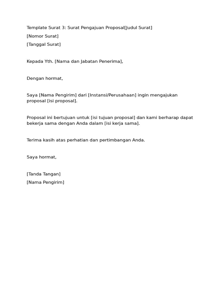 Surat Pengajuan Proposal Resmi | PDF