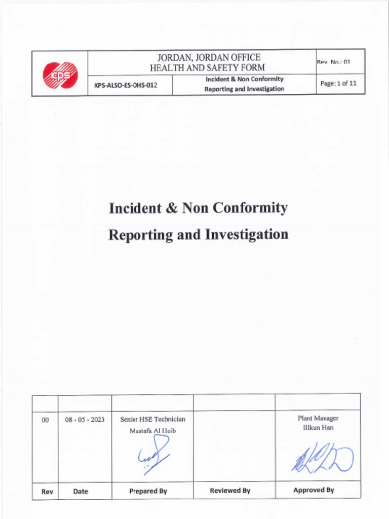 Incident & Non Conformity | PDF
