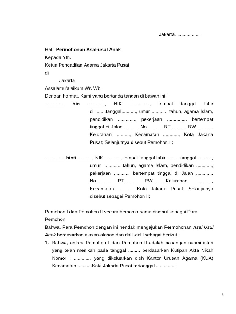 Permohonan Asal Usul Anak | PDF
