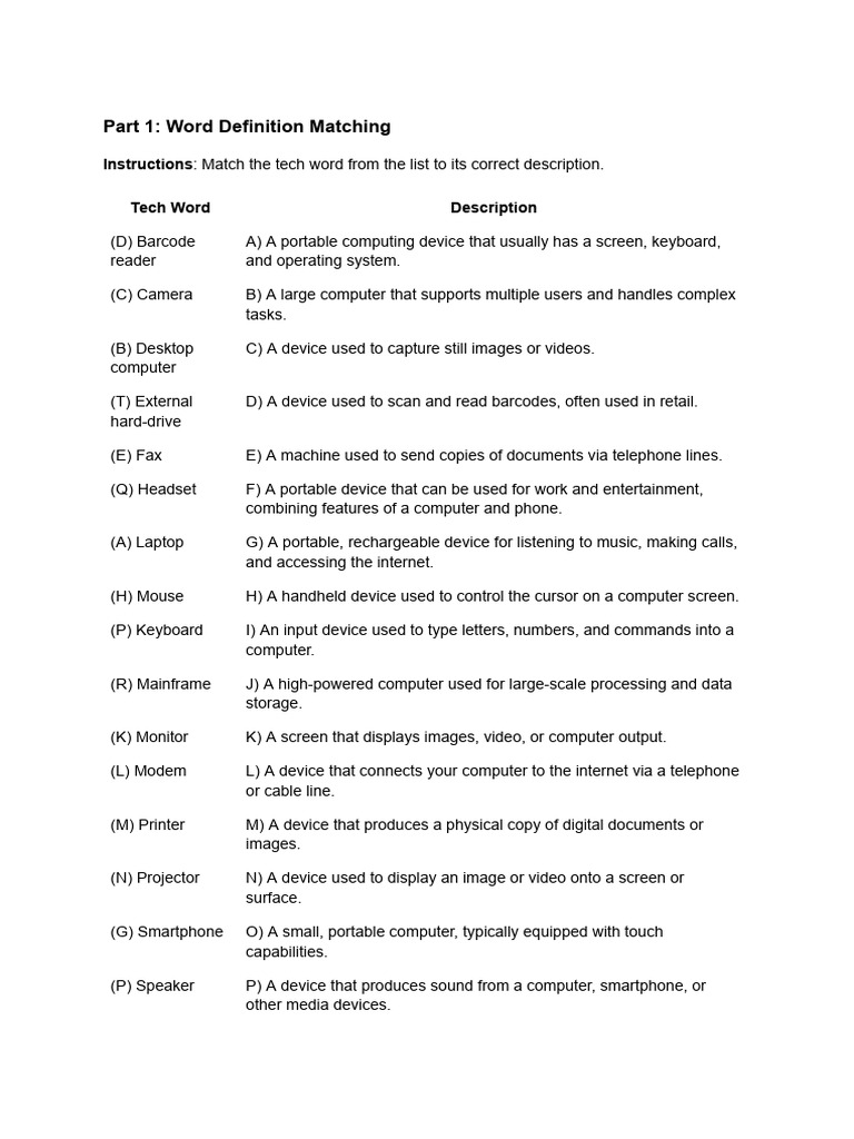 Victor Robert Pastor Caceres Ifc21a - Vocabulary 1 Activities | PDF ...