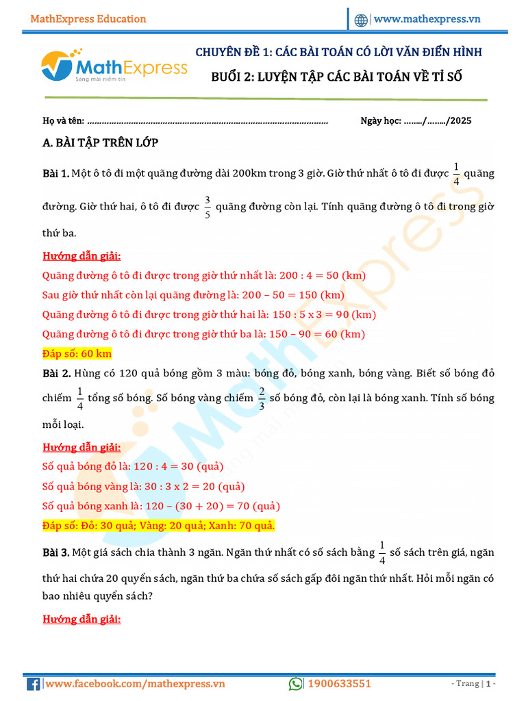 5B2.NDBH 12072025. Buổi 2 Luyện Tập Các Bài Toán Cơ Bản Về Tỉ Số | PDF