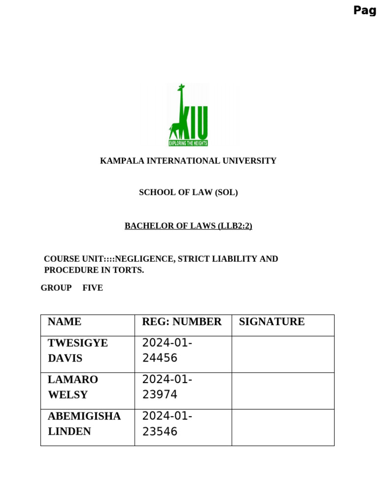 Group Five | PDF | Negligence | Damages