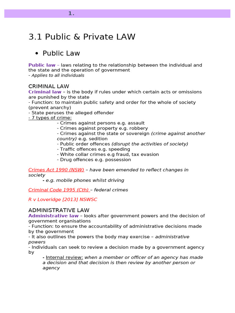 Classification of Law Notes | PDF | Burden Of Proof (Law) | Mens Rea