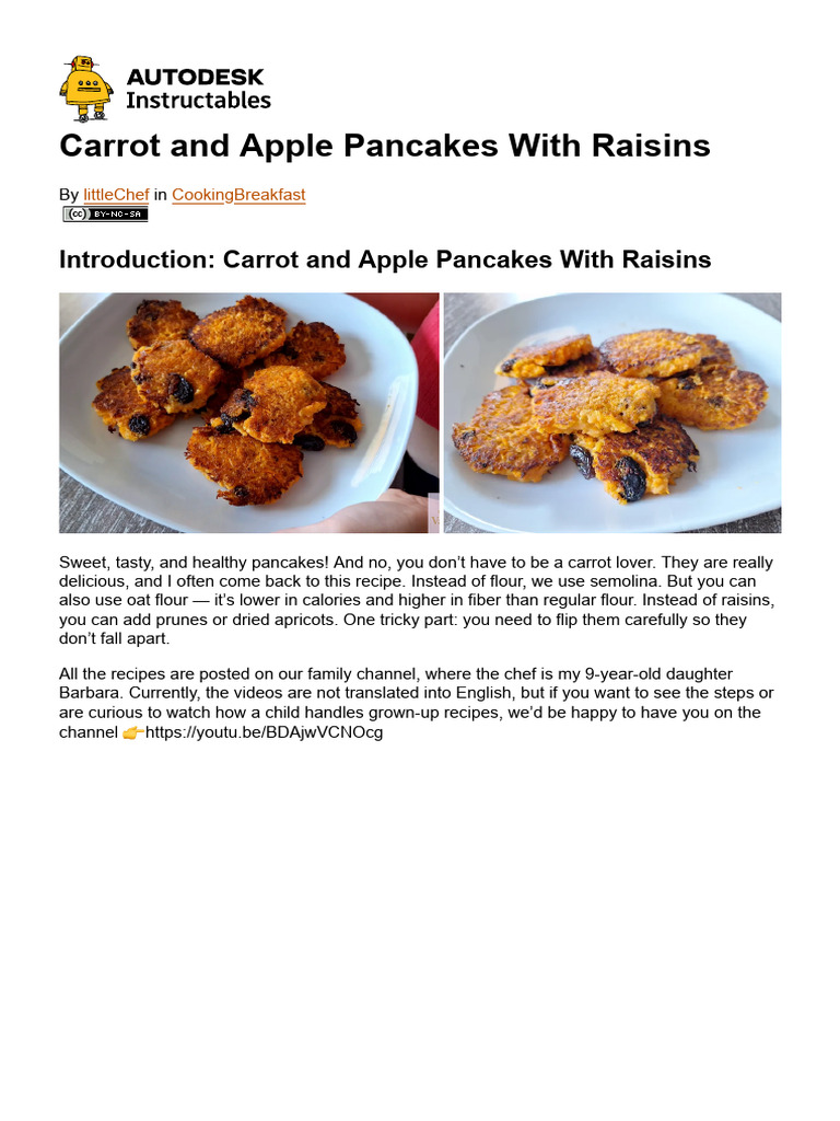 Carrot and Apple Pancakes With Raisins: 9 Steps (With Pictures) - Instructables | PDF