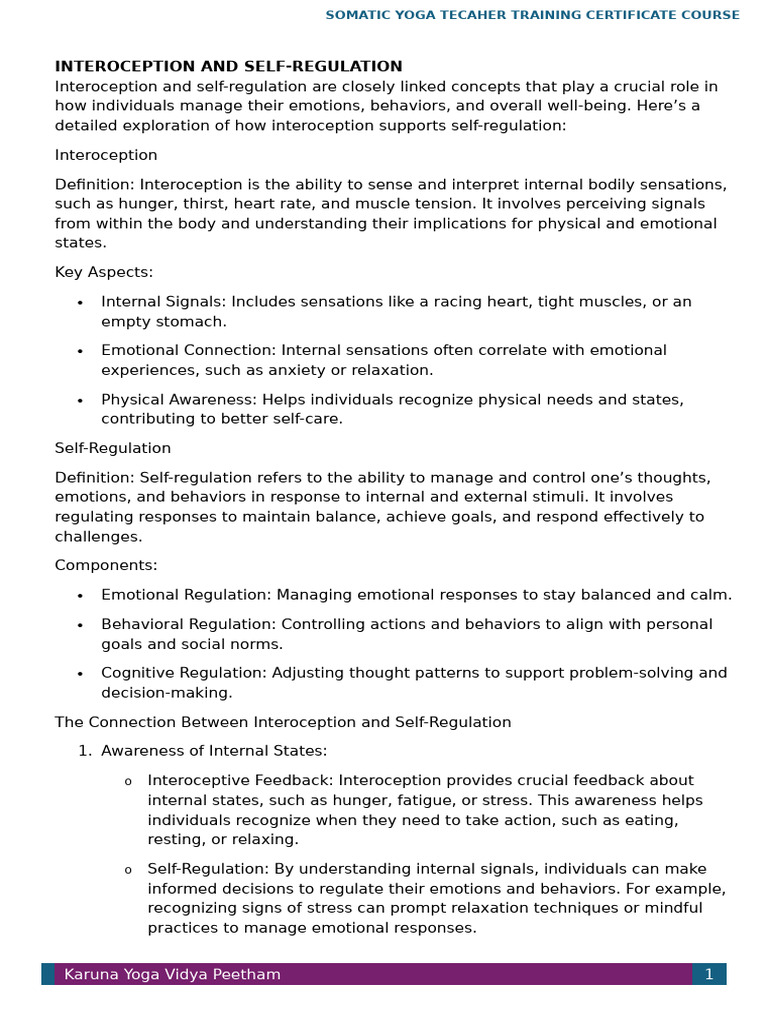 Interoception and Self-Regulation | PDF | Emotional Self Regulation ...